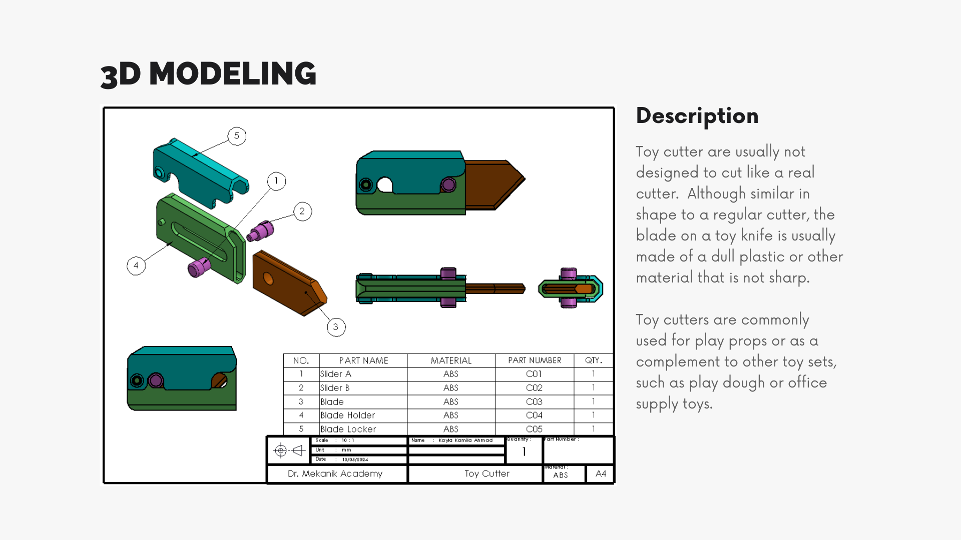 Portofolio Detail >> Design a Toy Cutter with SolidWorks
